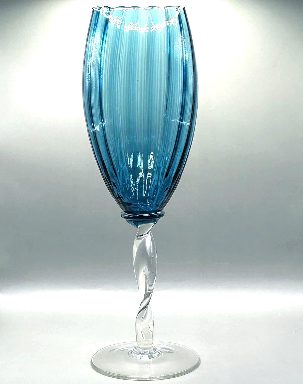 Vintage Empoli Blue Glass Vase, Tall Ribbed | Italian Art Glass – Casa ...