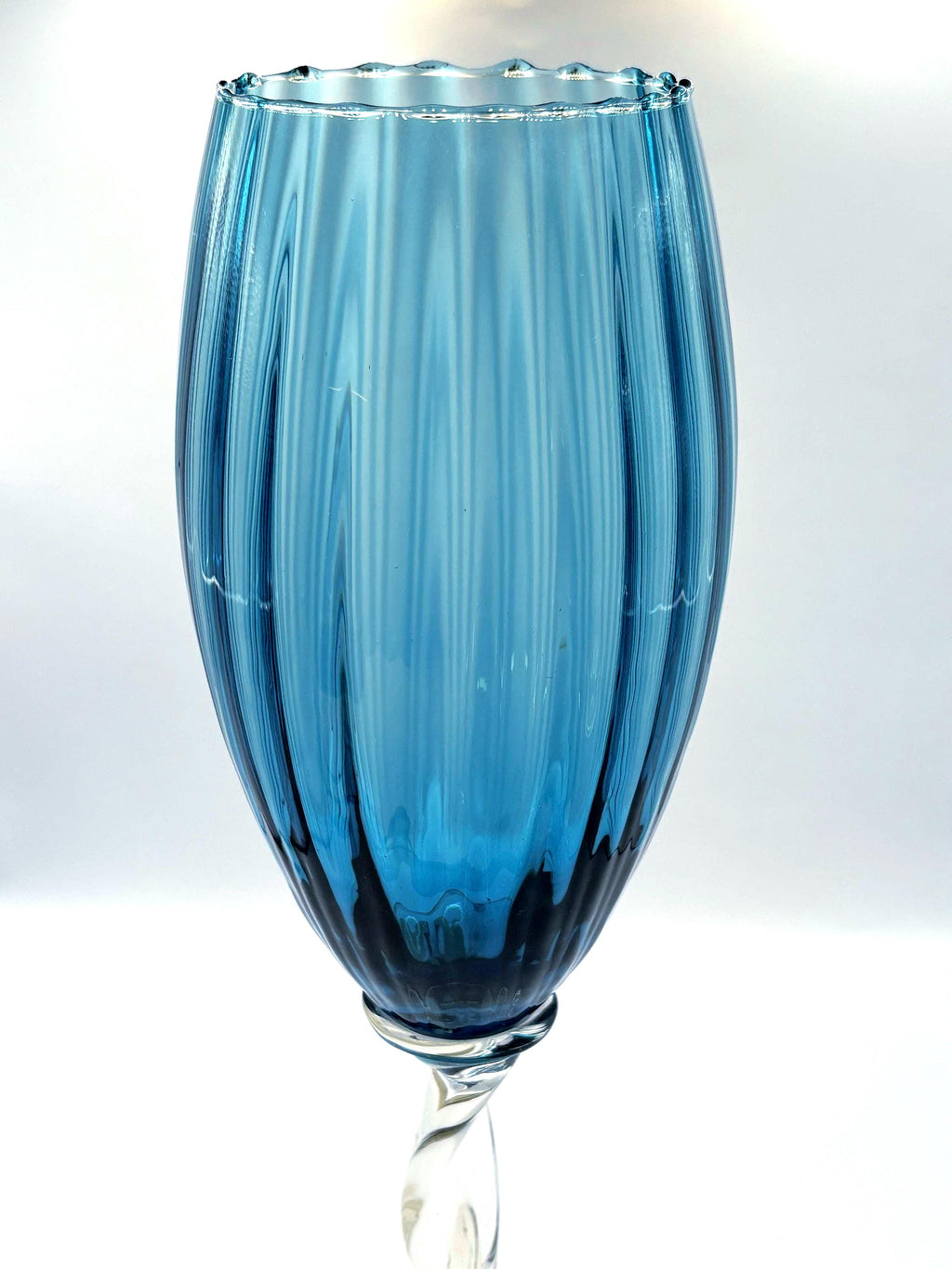 Vintage Empoli Blue Glass Vase, Tall Ribbed | Italian Art Glass – Casa ...